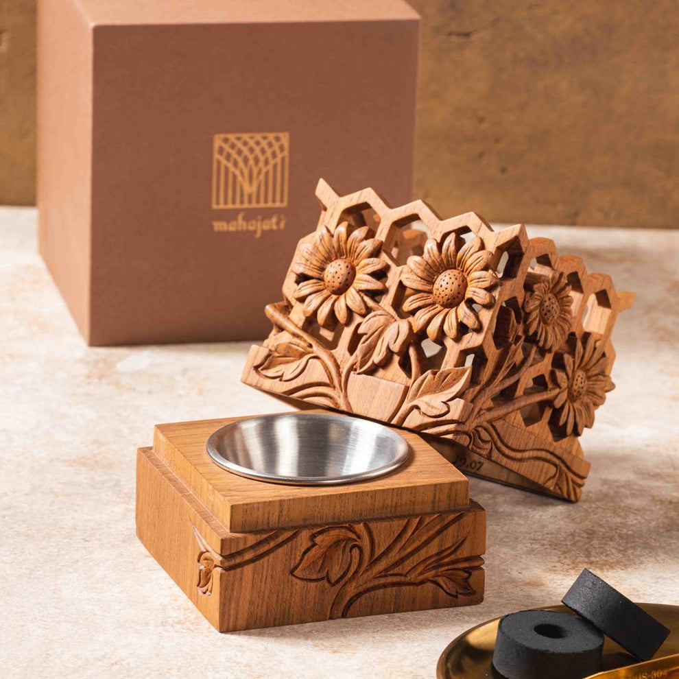 Arfaj Flower Mubkhar - Relief & Semi 3D - 10cm x 12cm – Mahajati