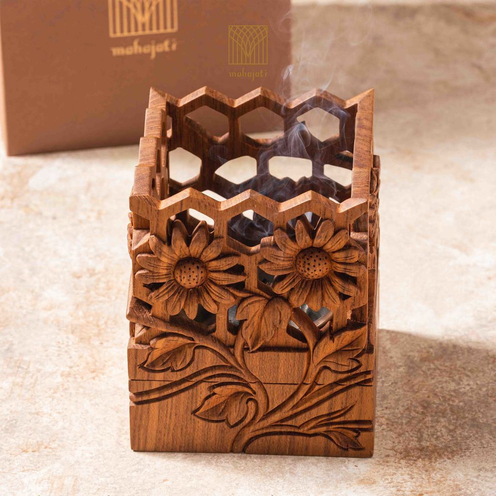 Arfaj Flower Mubkhar - Relief & Semi 3D - 10cm x 12cm – Mahajati